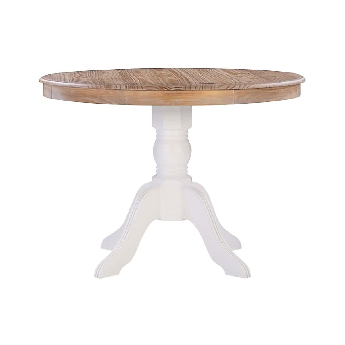Linon Troyin Wood Pedestal Dining Table in Natural Brown and White