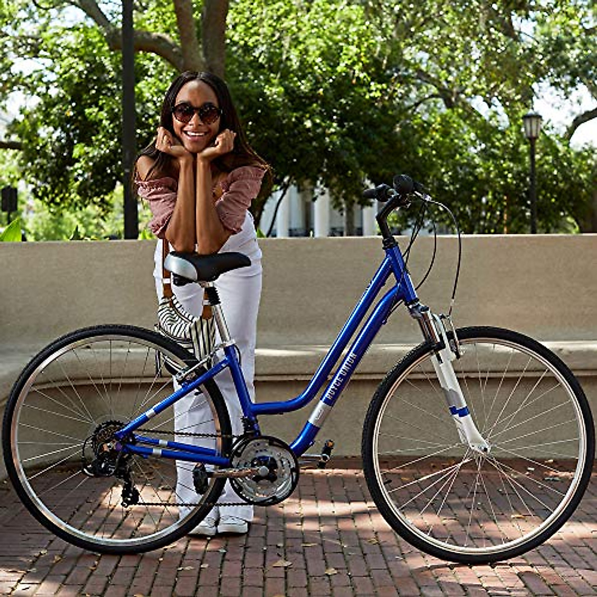 ROYCE UNION RMY 700c Womens 21-Speed Hybrid Comfort Bike, 17" Aluminum Frame, Pearl Blue