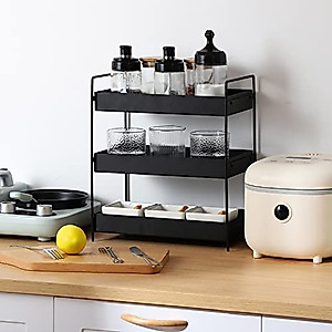 YIKEDZSW 3 Tier Bathroom Countertop Organizer, Black Bathroom Counter Organizer Storage, Counter Standing Rack Cosmetic Organizer Holder