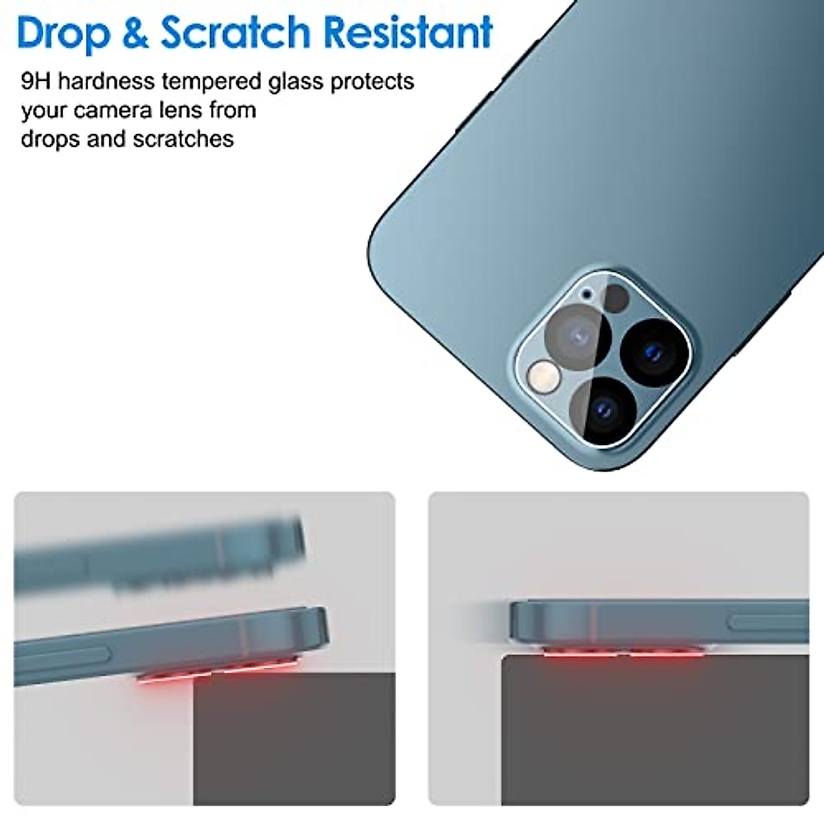 JETech Camera Lens Protector for iPhone 12 Pro 6.1-Inch, 9H Tempered Glass, HD Clear, Anti-Scratch, Case Friendly, Does Not Affect Night Shots, 3-Pack