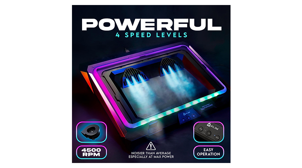 KLIM Mistral Laptop Cooling Pad - New 2024 - Powerful Turbo-Laptop Fans ...