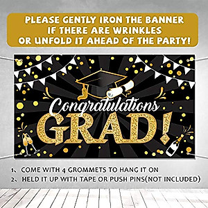 Class of 2022 Graduation Party Banner, Extra Large 78.8”x45.3” Graduation Party Decorations, Congrats Grad Party Supplies, Photo Prop, Booth Backdrop sign for Indoor Outdoor Home College Senior School