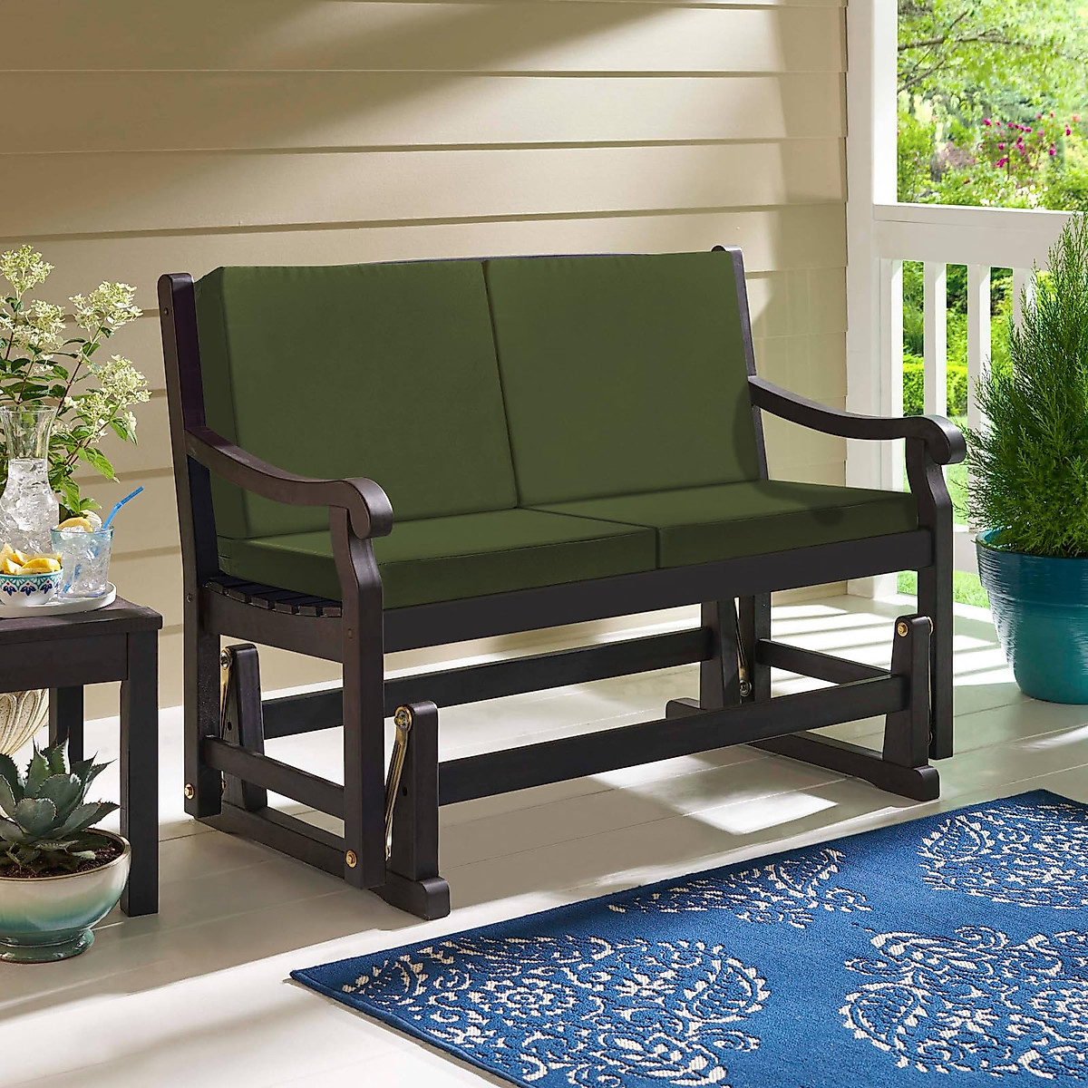 GUEGLSA Outdoor Cushion Covers 24x22x4 inch, Patio Seat Cushion Slipcovers Replacement, Waterproof Chair Cushion Slip Cover, Set of 2, Green