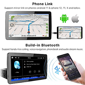 9" Single Din Car Stereo with Apple CarPlay, aboutBit Adjustable Multimedia Receiver with PhoneLink/Bluetooth/MIC/Dual USB/AM&FM Radio/USB & SD/Backup Camera/Steering Wheel Control