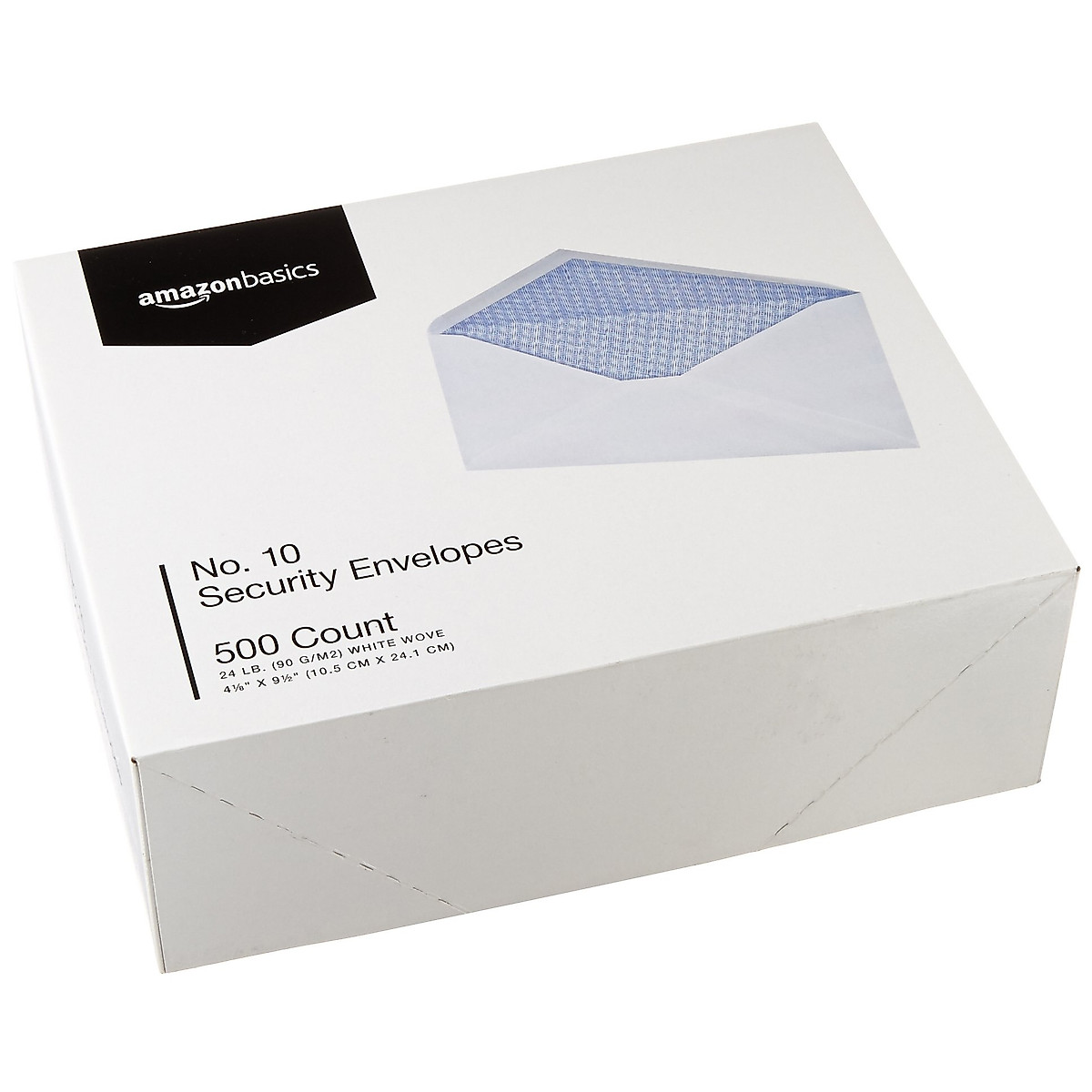 Amazon Basics #10 Security Tinted Business Envelopes, Moisture Sealed, 4-1/8 x 9-1/2 Inch - Pack of 500, White