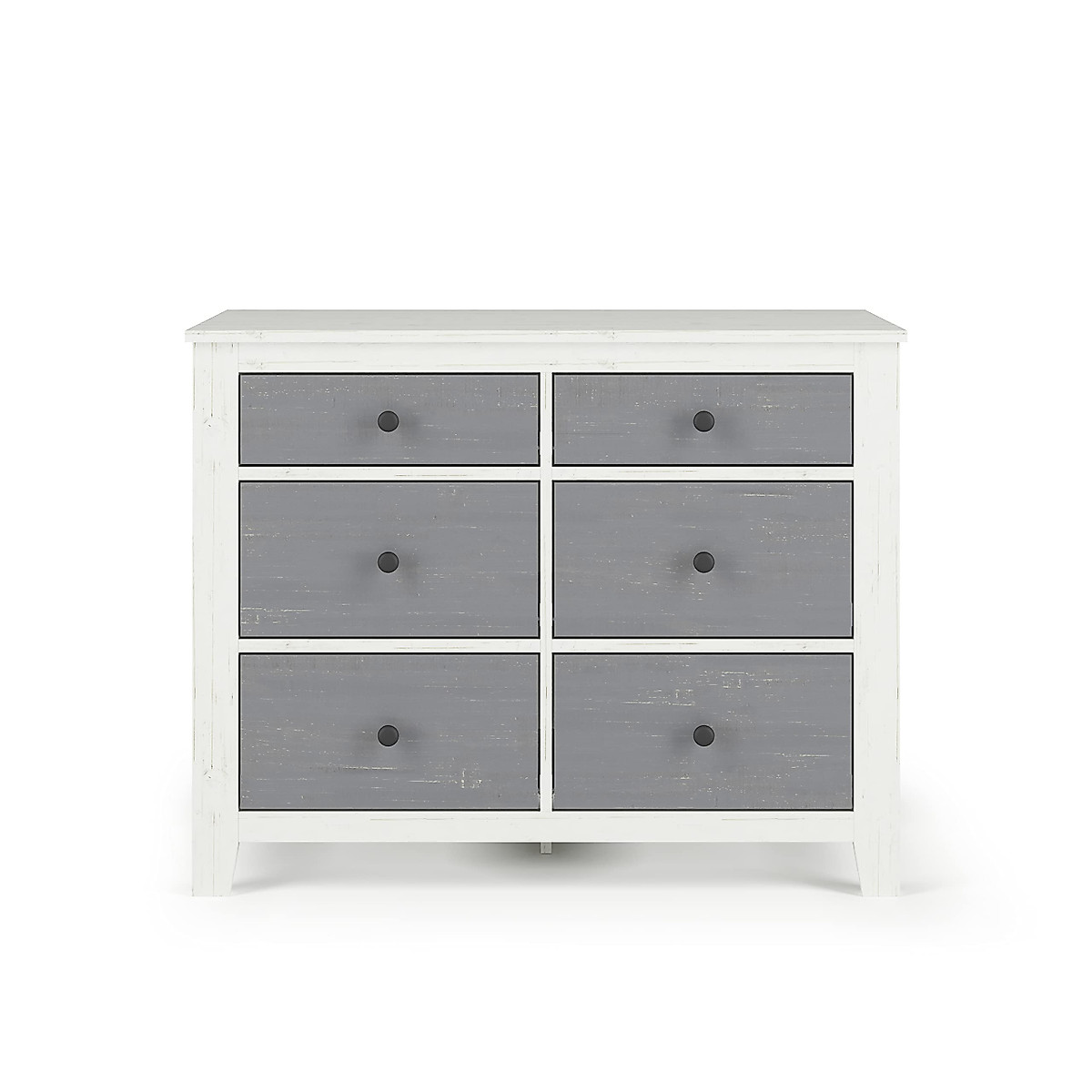 Child Craft Ocean Grove 6 Drawer Dresser for Nursery or Bedroom, Plenty of Storage, Anti-Tip Kit Included to Prevent Tipping, Non-Toxic, Baby Safe Finish (White/Gray)