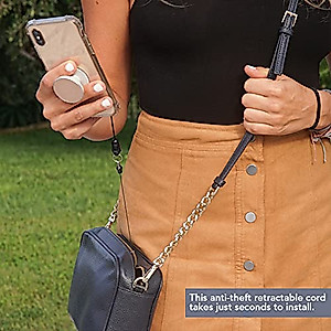 Phone Assured Phone Tether - 31" Safety Anti Theft Retractable Phone Clip - Anti-Drop Travel Clip - Black Smartphone Clip for Pants or Purse - Universal Connection Fits Any Smartphone Case (1 Pack)