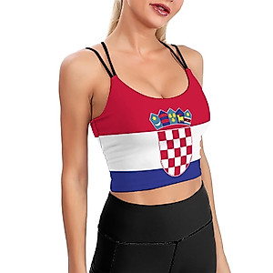 Croatia Flag Yoga Tank Tops for Women Cropped Running Shirts Padded Sports Bra for Athletic Yoga Fitness S