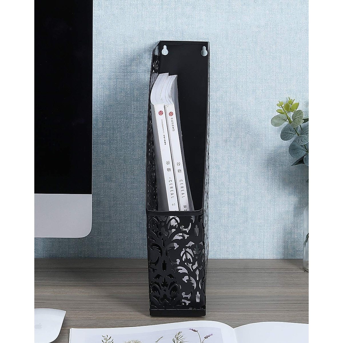 EasyPAG Heavy Duty Magazine File Holder Rack Paper Book Storage Office Desk Organizer,Black