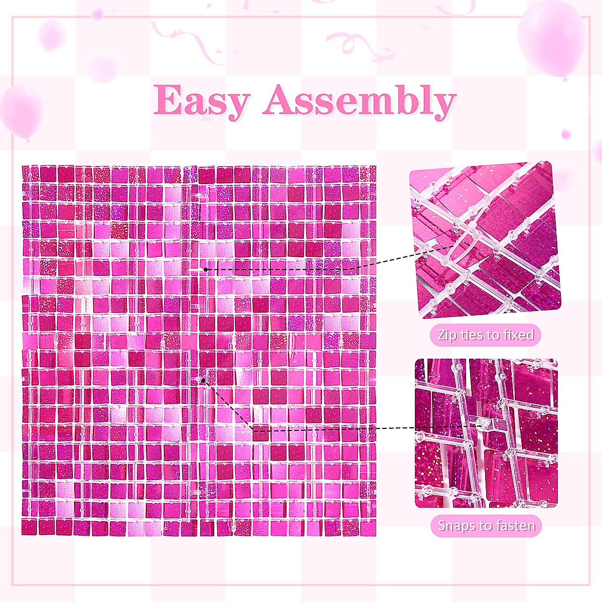 Shimmer Wall Backdrop Hot Pink Shimmer Wall Panels Valentines Backdrop Glitter Photo Background Sequin Backdrop for Birthday Anniversary Wedding Engagement Decoration,Pack of 24