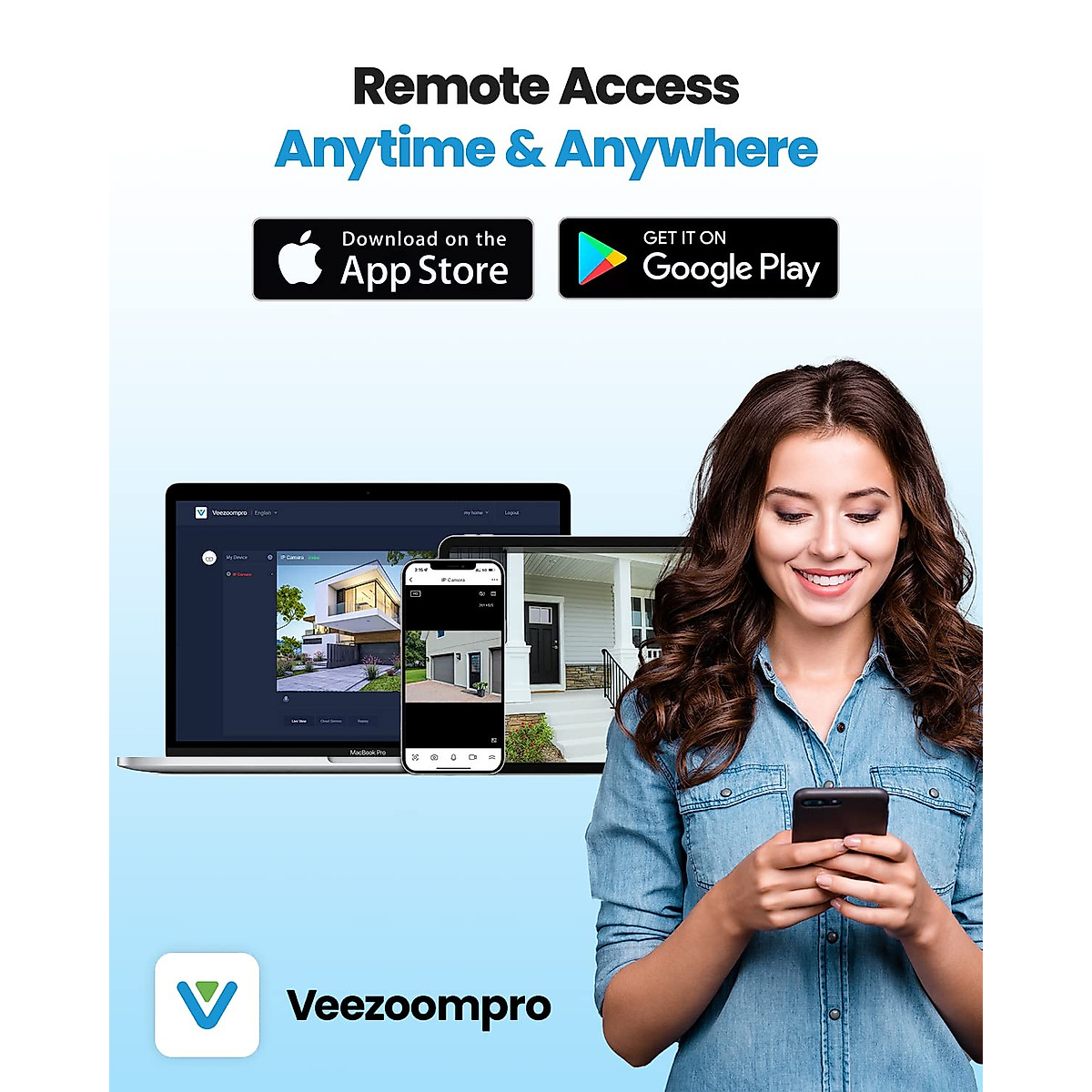 Veezoom PoE Camera - IP Security Camera for Full-Color Night Vision Dome Surveillance Cameras Outdoor with AI Detection, 5MP 100Ft IR Night Vision, Support SD Card (Adapter not Included)-WS-N151HZ