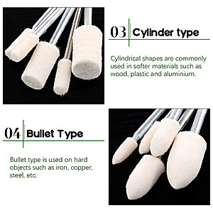 Keadic 100pcs Multifunctional Wool Felt Polishing Bits Mandrel Mounted Grinding Buffing Accessories Attachment Set - 1/8 Inch Shank