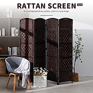 Divider Room Panel, 4 Panel 6 Ft Folding Privacy Screens, Freestanding Hinged Room Dividers (Brown)