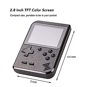 RFiotasy Handheld Game Console with 400 Classical FC Games Console 2.8-Inch Color Screen,Supporting 2 Players,Gift Christmas Birthday Presents for Kids, Adults(YJ-Black)
