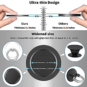 TACOMEGE Phone Grip Magnetic Base for iPhone 12 13 14 Series, Compatible with MagSafe Cases, Removable Socket Grip Base for PopSocket Collapsible Stand (BK)