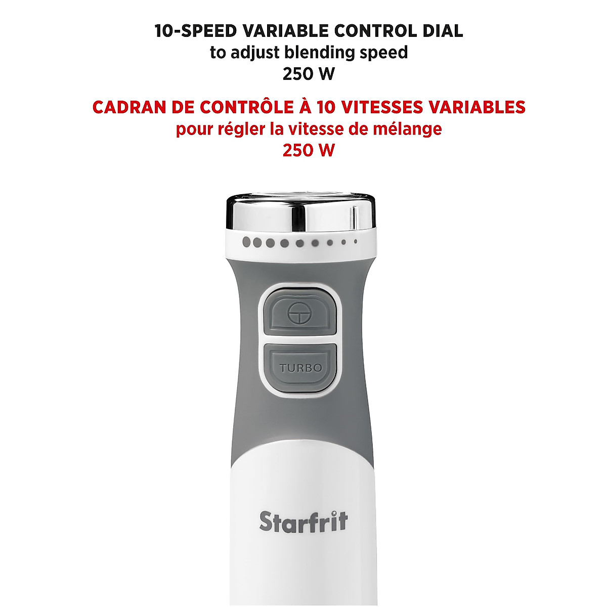 Starfrit 024221-002-0000 250-Watt 4-in-1 Hand Blender Small Kitchen Appliance, Regular Sized, white