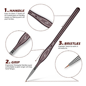 Golden Maple Miniature Paint Brushes, 15PC Small Paint Brushes Micro Model Detail Paint Brush Set, Fine Detailing for Acrylic, Oil, Watercolors & Paint by Number, Citadel, Figurine (Brown)