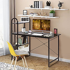 ZGJHFF Reversible Computer Desk Study Workstation Home Office Reversible 4 Tier Bookcase Multifunctional Desk