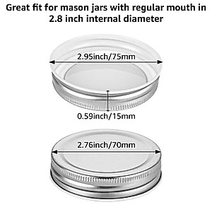LOYORTY 50 pcs Regular Mouth Mason Canning Jar Lids, Reusable Metal Lids for Mason Jar, Leak Proof Secure Mason Storage Cover Caps (Silver)