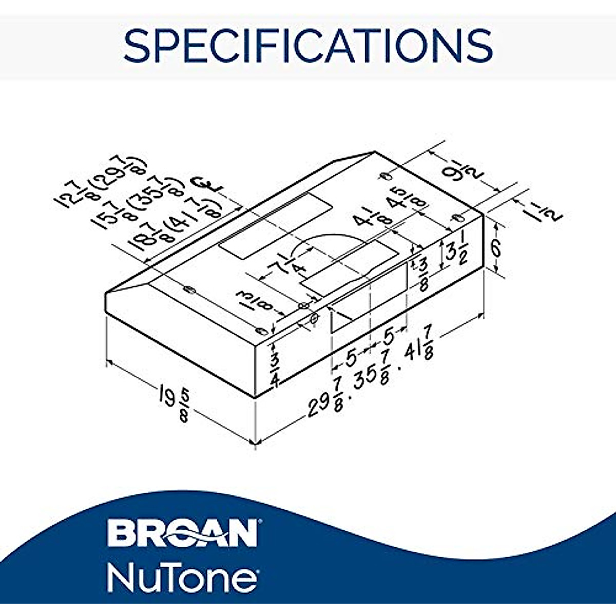 Broan- NuTone BCDF130SS Glacier Convertible Range Hood Light Exhaust Fan for Under Cabinet Stainless Steel, 375 Max Blower CFM, 30-Inch
