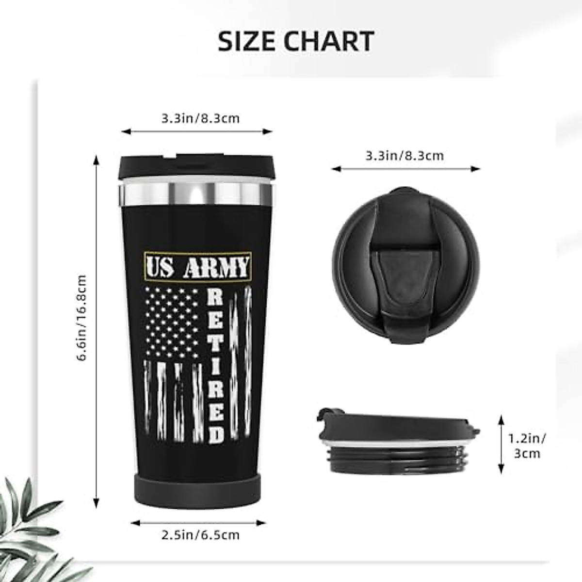 OSUKI Army Retired American Flag Coffee Travel Mug Stainless Steel Straw Travel Tumbler Vacuum Insulated Keep Cold