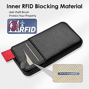 LAMEEKU Case for iPhone 15 Pro Wallet Case, Leather Case with Card Holder, Card Slots Case, RFID Blocking Protective Purse Phone Cover Gift for Women Men Compatible with Apple iPhone 15 Pro 6.1" Black