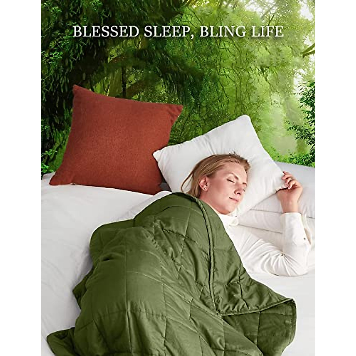 BB BlinBlin Weighted Blanket Heavy Blanket for Cool & Restful Sleep, Premium Soft Material and Glass Beads (Veridian Green, 60''x80'' 25lbs), Suit for One Person(~240lb) Use on Queen/King Bed