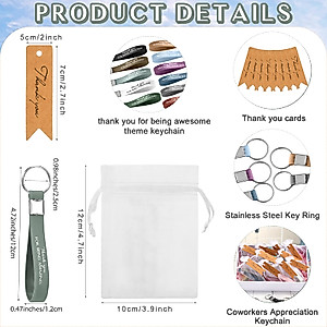 Yinkin 100 Sets Thank You Gifts Bulk Coworker Employee Appreciation Gifts Thank You for Being Awesome Silicone Keychains with Tag Organza Bag for Office Teacher Volunteer Lady Nurse