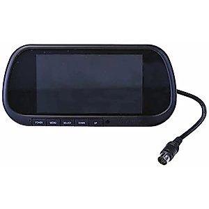Voyager VOM74MM Rearview Mirror Monitor, 7inch TFT LCD Display w/ Highly-reflective Glass Surface Serving as When Back-Up Camera is not Active, 3 Inputs, Built-In Speaker (Renewed) Black