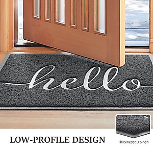 BeneathYourFeet Door Mat (36"x24",Dark Grey), Welcome Mat Low Profile Floor Mat Front Doormat Outdoor Door Rug Non Slip Rugs for Entryway, Patio, High Traffic Areas