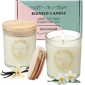Soy Candles for Home Scented,2 Pack 5.5 Oz Scented Candle Gift Set for Women, Aromatherapy Jar Candles - Ideal Candles Gift for Women （Vanilla and Gardenia）