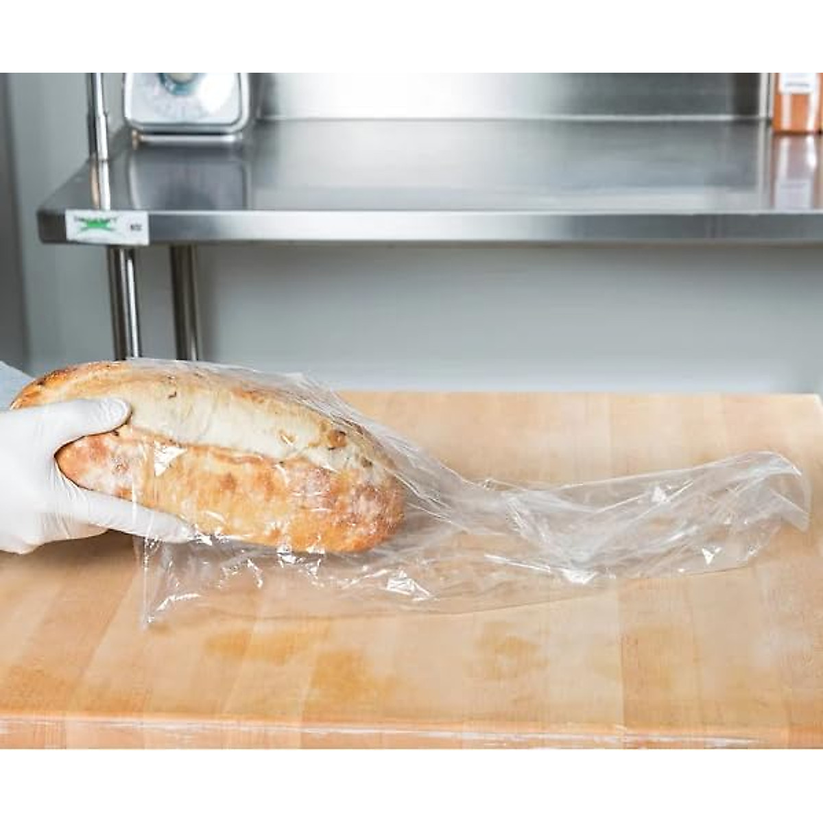 ROYALNA 100ct (8"x4"x18") Large Bread Loaf Packing Bags with Ties, Reusable, Thick Clear Gusseted Grocery Bakery Bags (Large 100ct 8x4x18)