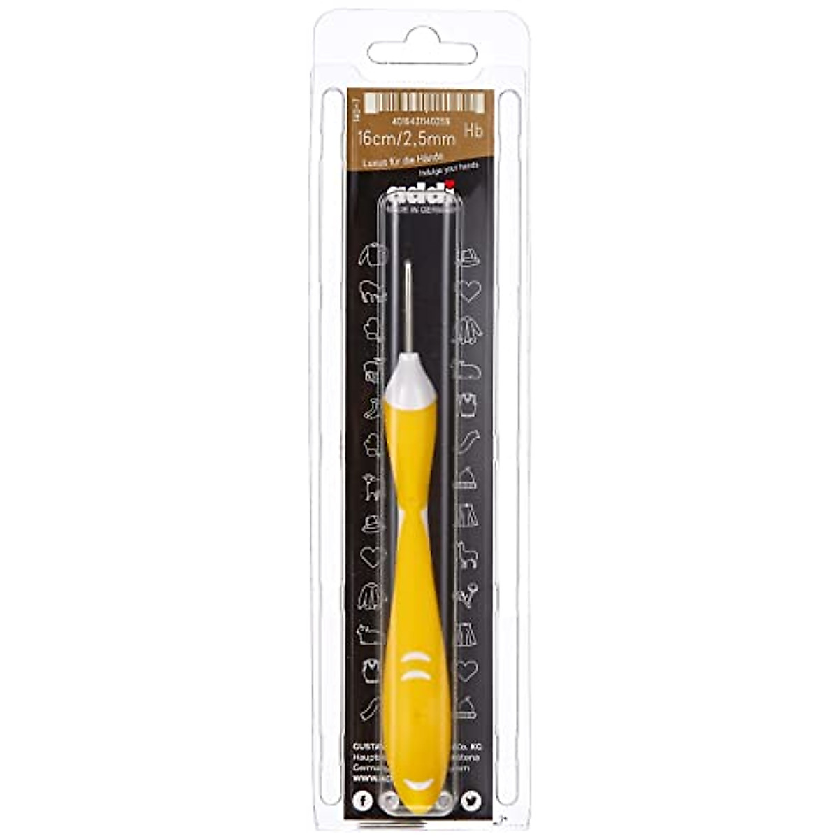 Gründl AD1407016-2.50 Crochet Hooks Swing, 16cm 2.50mm, Yellow