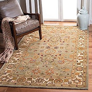 SAFAVIEH Heritage Collection Area Rug - 6' x 9', Light Green & Beige, Handmade Traditional Oriental Wool, Ideal for High Traffic Areas in Living Room, Bedroom (HG959A)