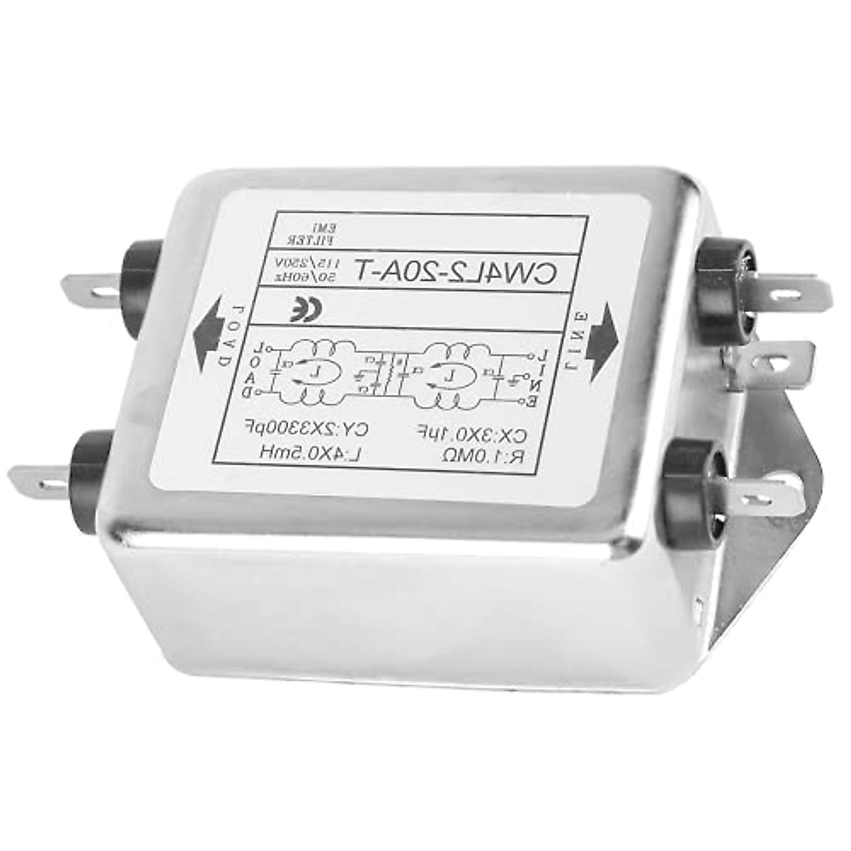 Power EMI Filter 115V/250V 20A 50/60Hz Noise Suppressor AC Power Line EMI Filter Terminal CW4L2-20A-T