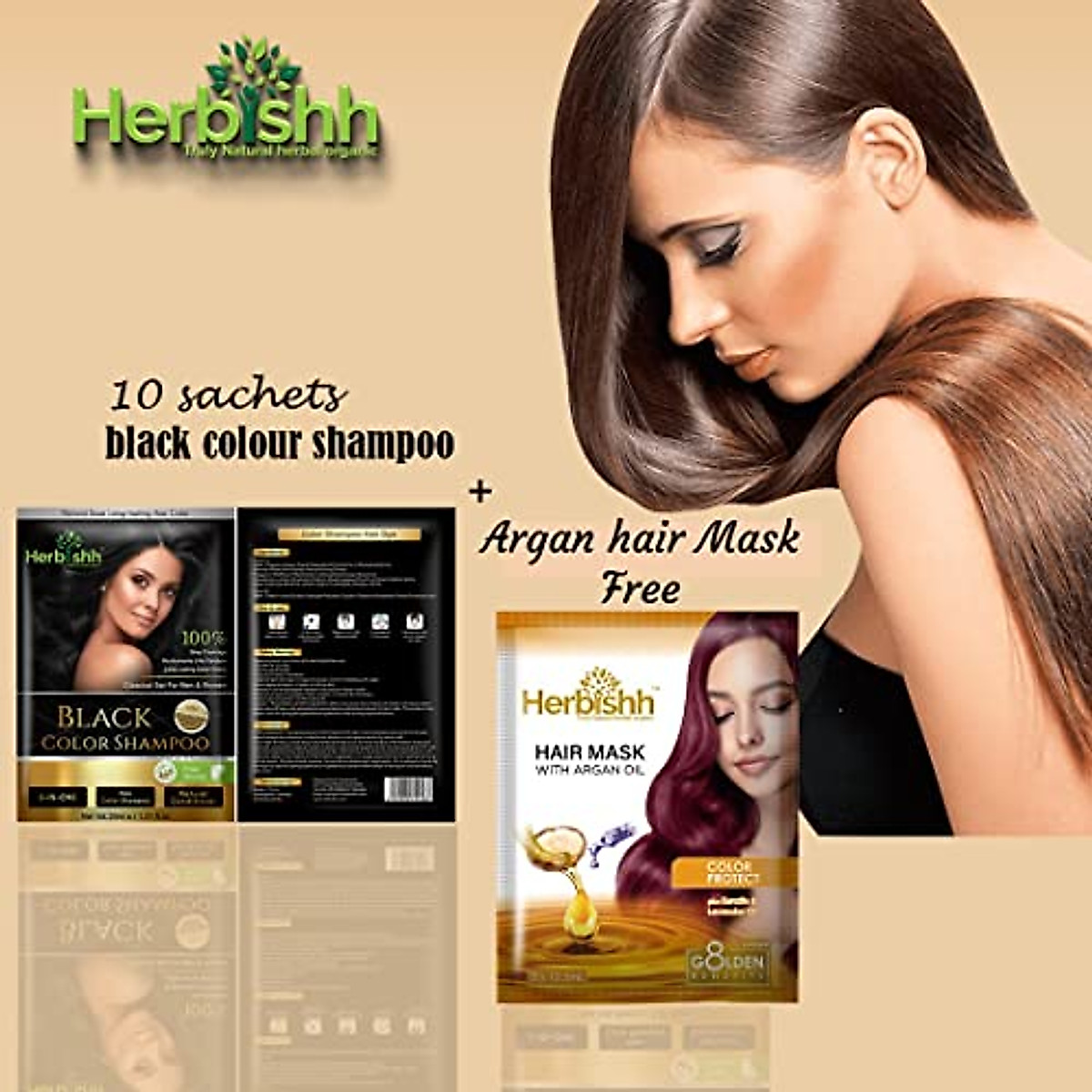 Herbishh Black Hair Color Shampoo for Gray Hair – Travel Pack