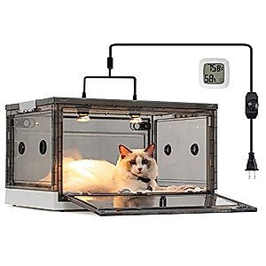 REDDOUDOU Newborn Puppy and Kitten Incubator, Pet Incubator with Pet Heating Lamp, Temperature and Humidity Detection and Cotton Pad 85L