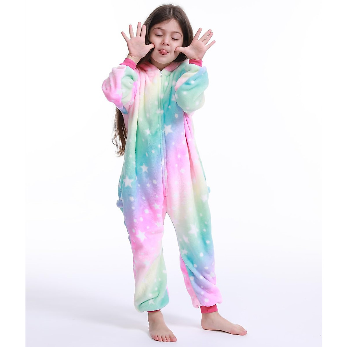 Zorxu Girls Unicorn Onesie Pajamas Animal Costume Halloween Cosplay Unisex Xmas Gifts for Kids