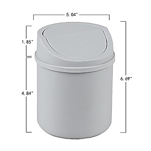 Hayixia 1-Pack 2 L Mini Desktop Trash Can with Swing Lid, Tiny Plastic Countertop Garbage Can, Grey