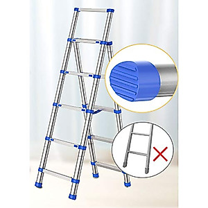 PENGJIE Folding Ladder Step Stool Telescopic Ladder 5 Step Folding Portable Aluminium Ladder A-Frame Multi-Purpose