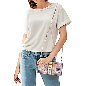 Beilaidisi Womens Evening Bags Dollar Money Clutch Purse Rhinestone Glitter Crossbody Shoulder Bag Large