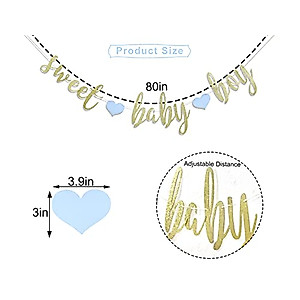 Sweet Baby Boy Banner- It’s a Boy , Baby Shower Decorations , Gender Reveal Decoration , Gold Glitter Banner Sign Garland , First Birthday Party Decoration (Sweet Baby Boy Banner)