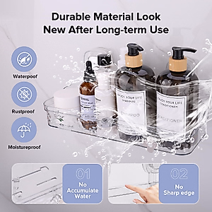 SPACEKEEPER Shower Caddy Corner Bathroom Shower Organizer with Hooks, Suction Cup Shower Shelf Light Luxury Style Punch-Free Wall Caddy Removable Storage Rack for Bathroom, Dorm and Kitchen, 2 Pack
