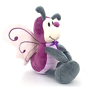 JoyAmigo Butterfly Stuffed Animal Plush Bug Toys with Embroidered Wings Soft Insects Plushie Bundled with Cocoon Bag, Gift for Girls Kids Babies, Mother's Day Present