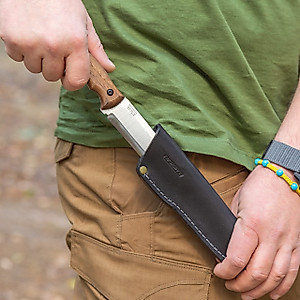 BPS Knives - Belt Knife Sheath - Black Leather Sheath for Mora Garberg - Sheath with Belt Loop for Vertical Carry of Fixed Blade Knife - Free Suspension Leather Case