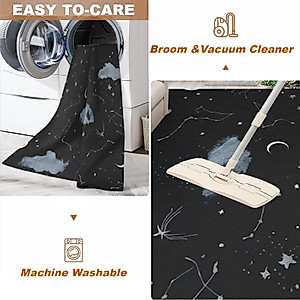 Astronomy Constellations Area Rug, Black Background Indoor Non Slip Kids Rugs, Low Pile Foldable Home Decor Carpet for Living Room Bedroom Children's Room Dormitory Floor Mat - 2 ft x 3 ft