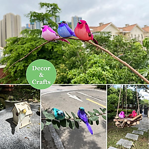 LWINGFLYER 6pcs Artificial Simulation Foam Feather Bird Sparrow 4.7" Bird Ornaments for Tree Decor Craft Decoration Home Party Accessories (Claw)