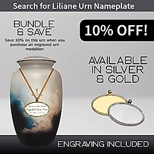 Funeral Cremation Urn - Cross in Sky Cremation Urn for Human Ashes - Hand Made in Aluminum - Suitable for Cemetery Burial or Niche - Large Size for Adults up to 200 lbs