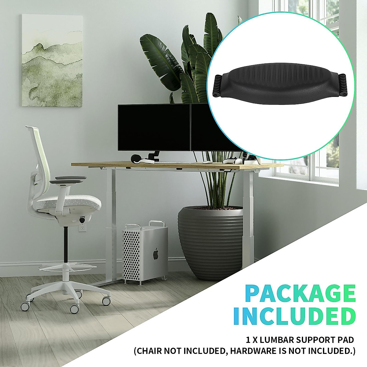 ECOTRIC Lumbar Support Pad Compatible with Herman Miller Classic Aeron Chair Size B, Home Office Seating Support Pad - Graphite/Black