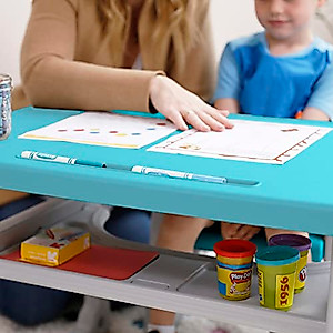 ECR4Kids Toddler Plus Desk and Chair, Kids Furniture, Cyan/Light Grey